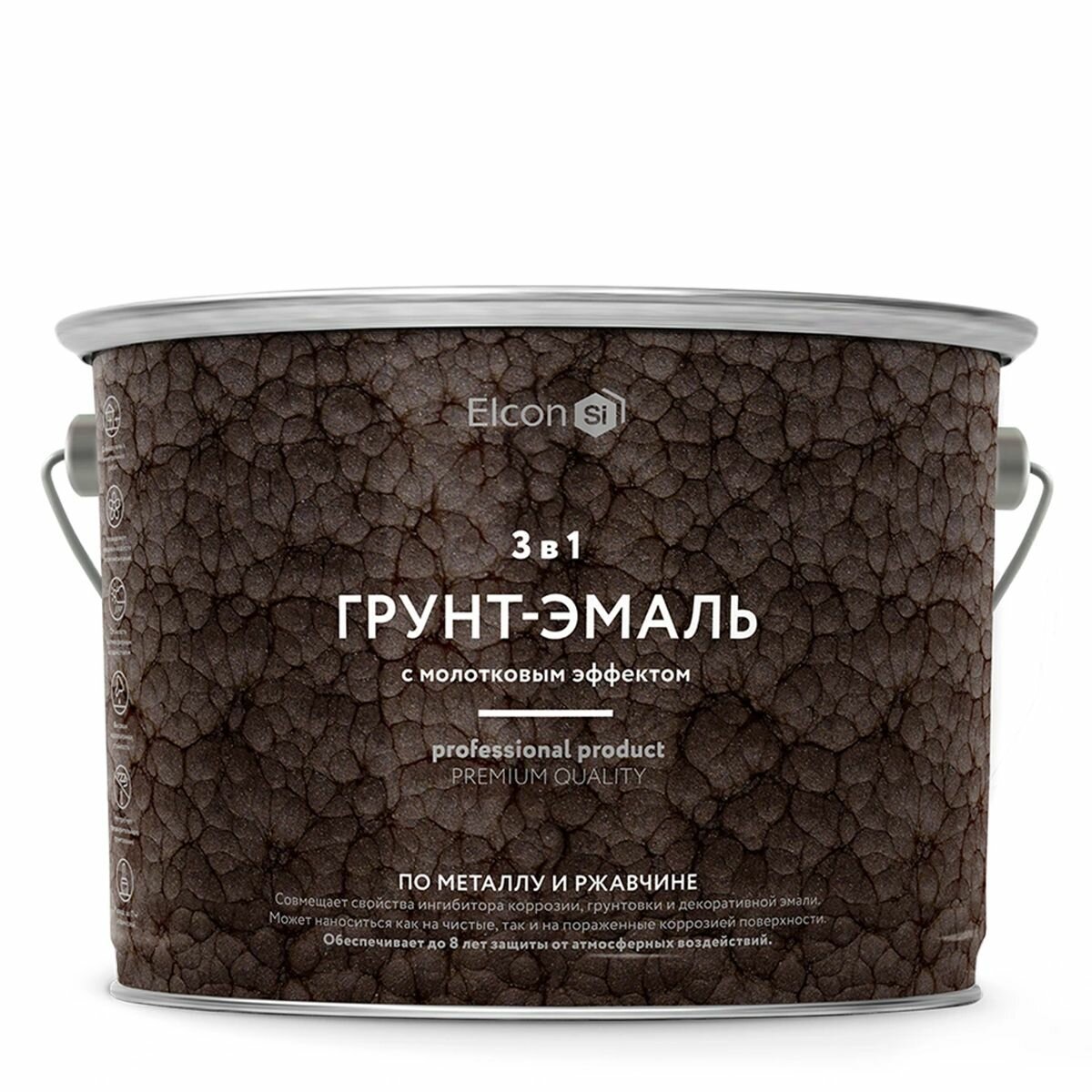 Грунт-эмаль ELCON 3в1, по ржавчине, молотковая бронза, 2 кг 00-00461434