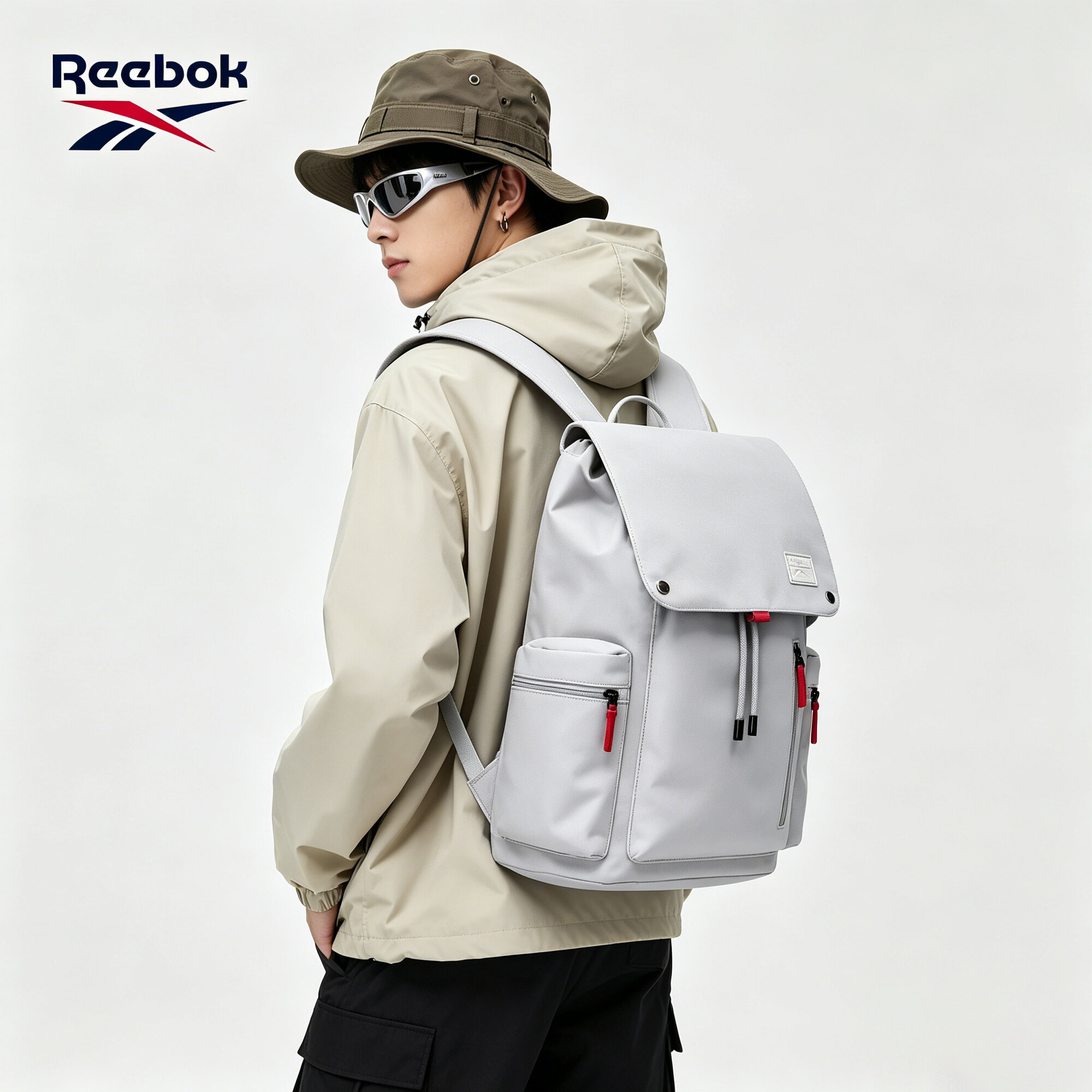 Сумка Reebok, фактура стеганая, дымчато-серый — фото 1
