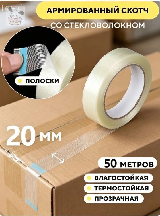 Монтажная лента 20 мм 50 м
