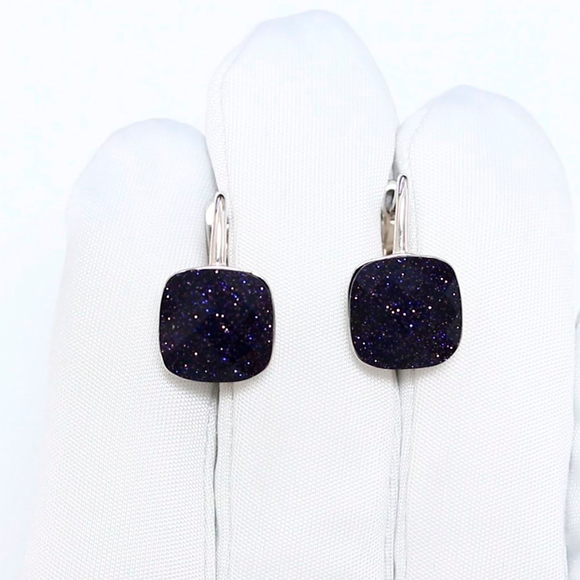 Серьги Diamant online, серебро, 925 проба, родирование, авантюрин, длина 1.9 см, , прозрачный