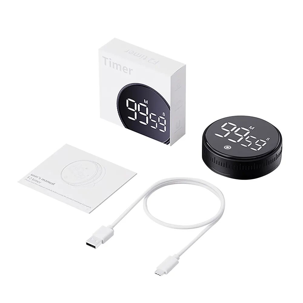 Таймер "F2 Timer" электронный, черный, с большим светодиодным экраном, USB Type-C