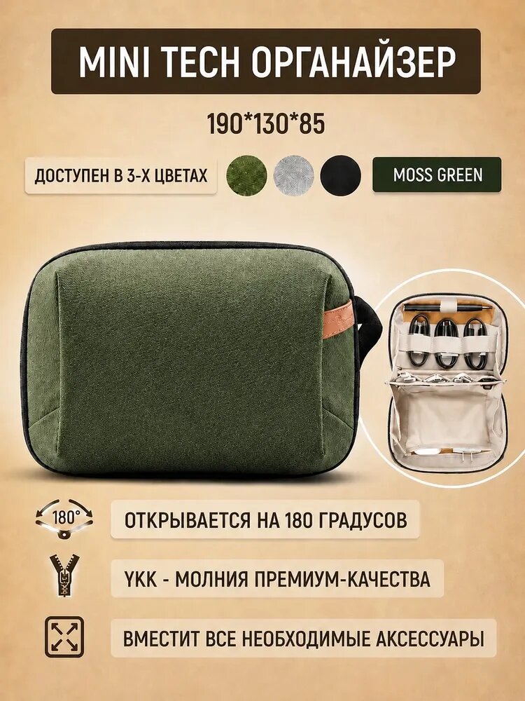 Сумка органайзер для фото и видео техники, фотосумка, косметичка дорожная PGYTech Tech Pouch Mini, P-CB-094, зелёная