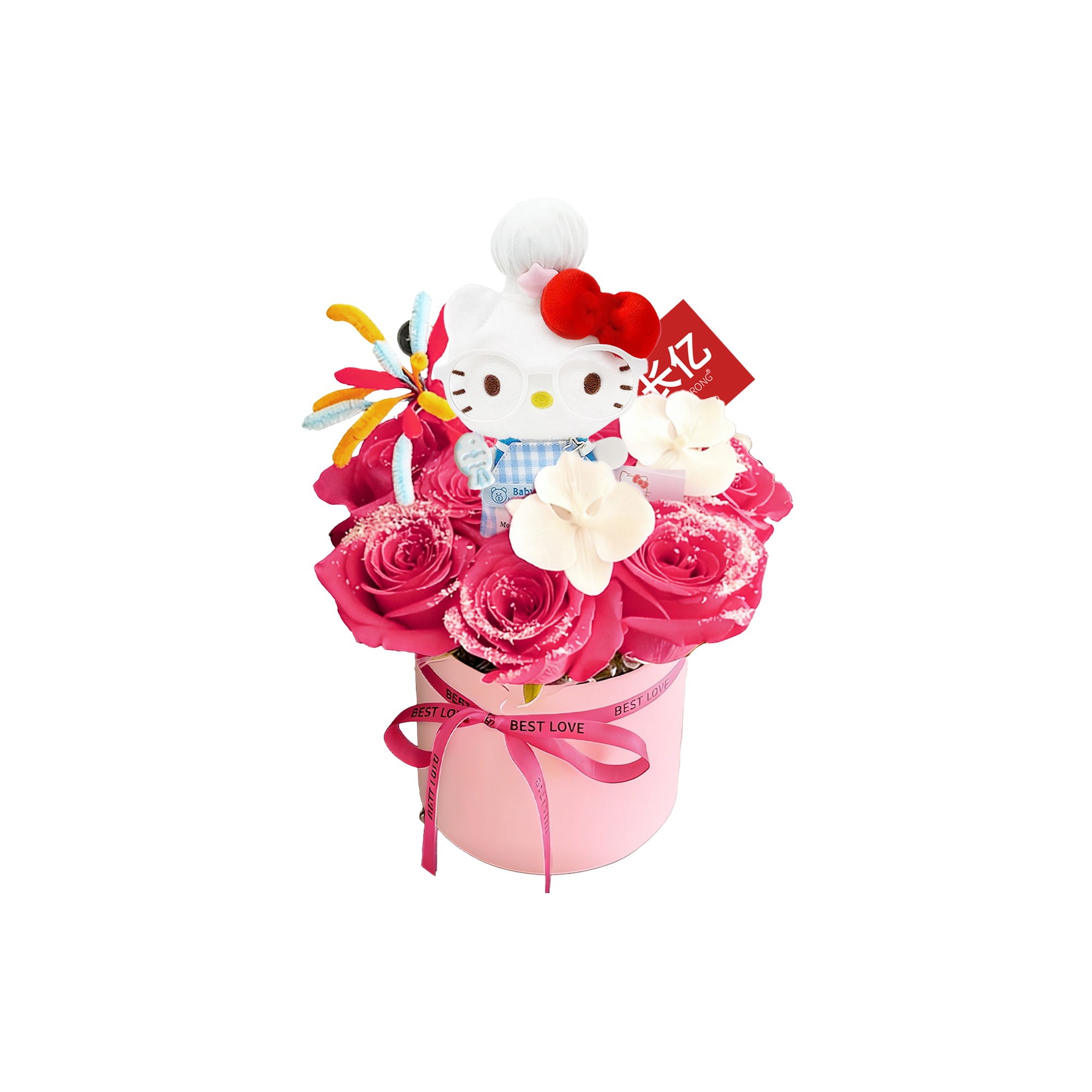 E-STRONG x HELLO KITTY Плюшевые брелки Милый и симпатичный Розовая прелесть Привлекательный Роскошь Коробка «ритуал любви» 13 см