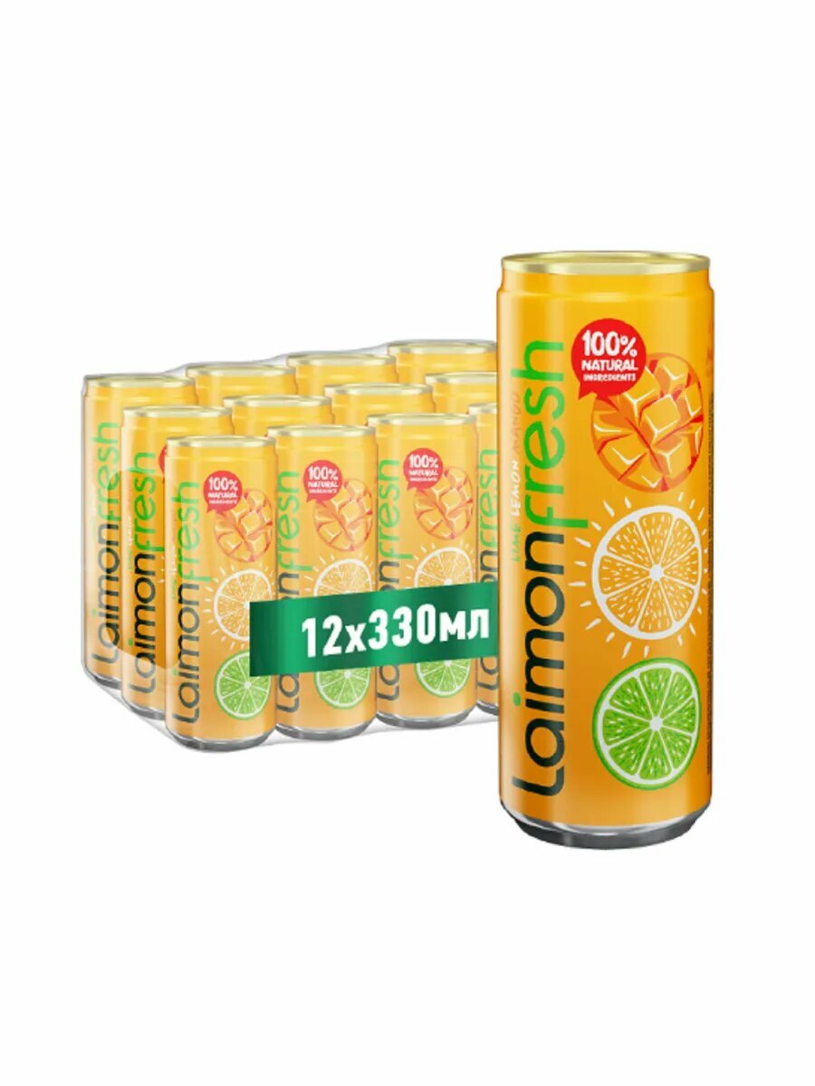 Laimon Лимонад Fresh Манго, 12 шт по 0,33 л