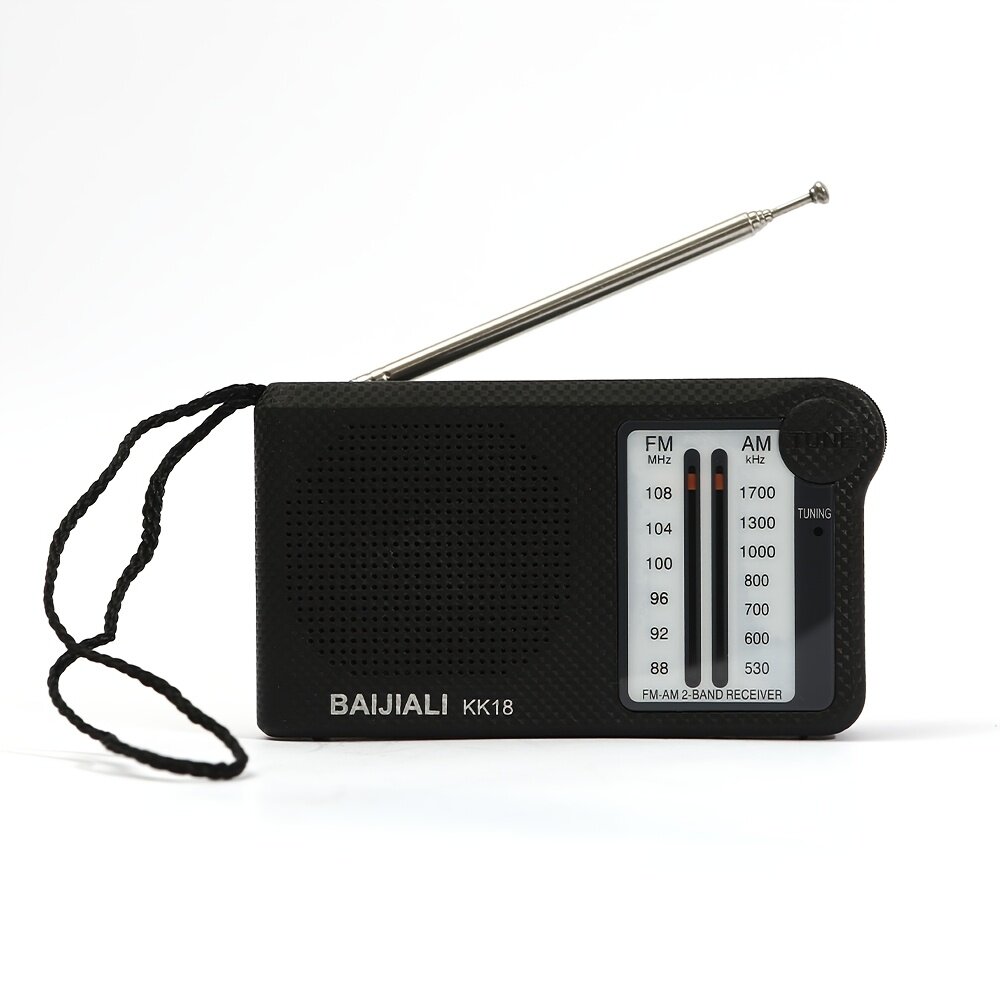 Портативное радио AM/FM/TV с разъемом для наушников, работает от 2 батареек типа D, черный
