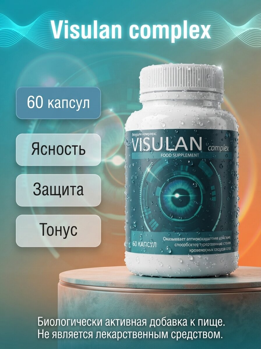 БАД для поддержки зрения Visulan complex, натуральный состав, 60 капсул