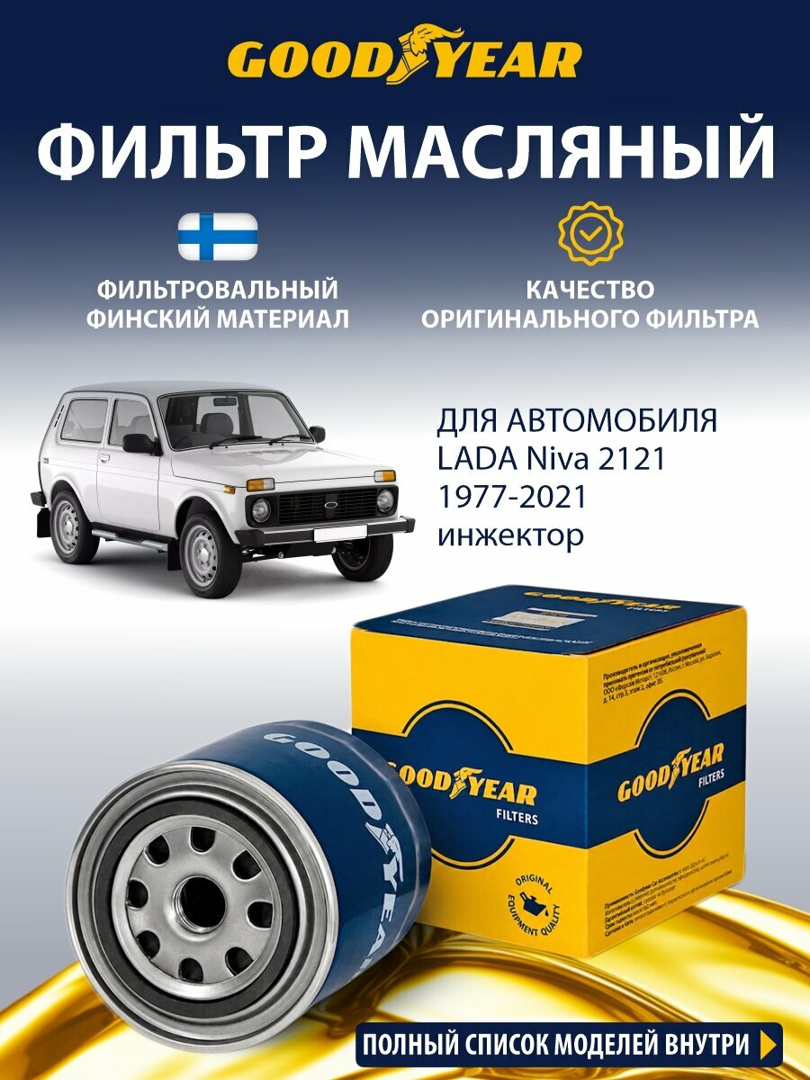 Фильтр масляный автомобильный LADA Niva 2121/4x4 трехдверная 1,3 (21211), 1,6 (21219, 21210), 1.6i (21217), 1,7 (21213, 21214/ 2121.3), 1.7i (21214, 21216) 1977-2021
