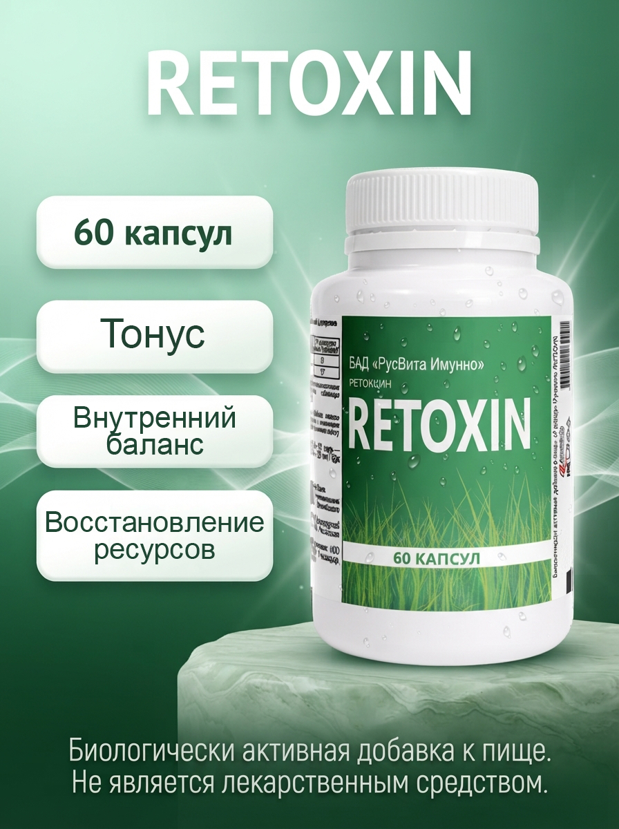 БАД Retoxin (Ретоксин) : капсулы для детоксикации организма, натуральный состав, 60 капсул