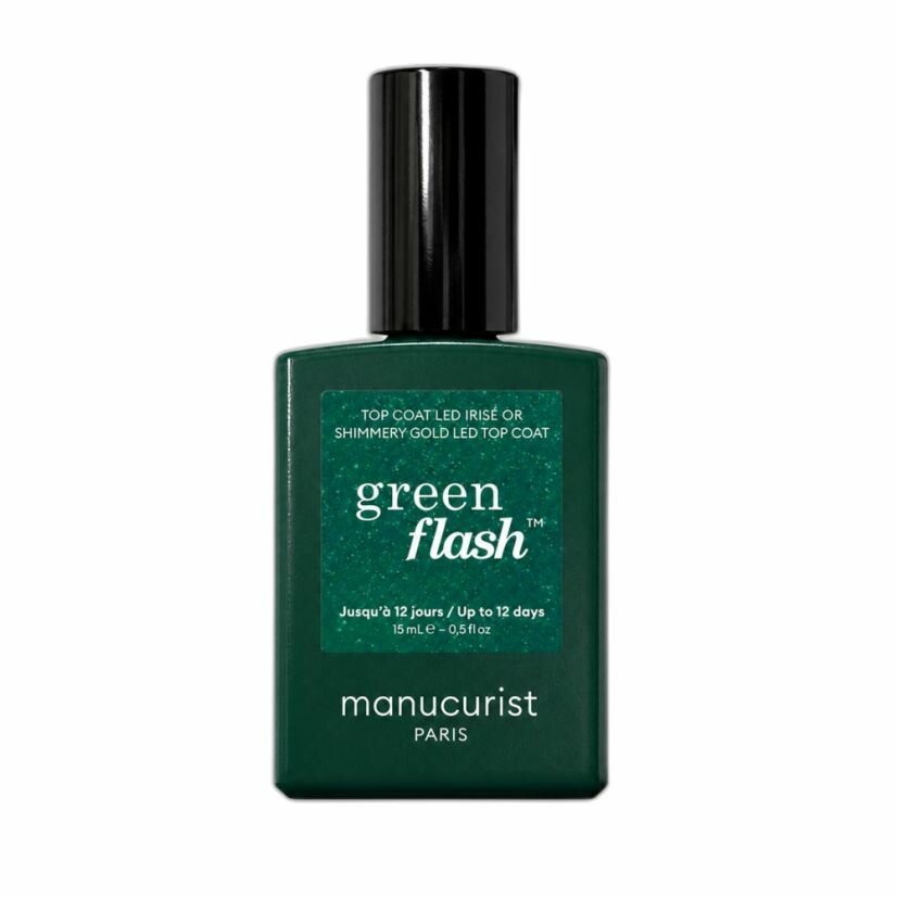 Manucurist Верхнее покрытие для ногтей GREEN FLASH LED SHIMERY TOP COAT GOLD 15 мл