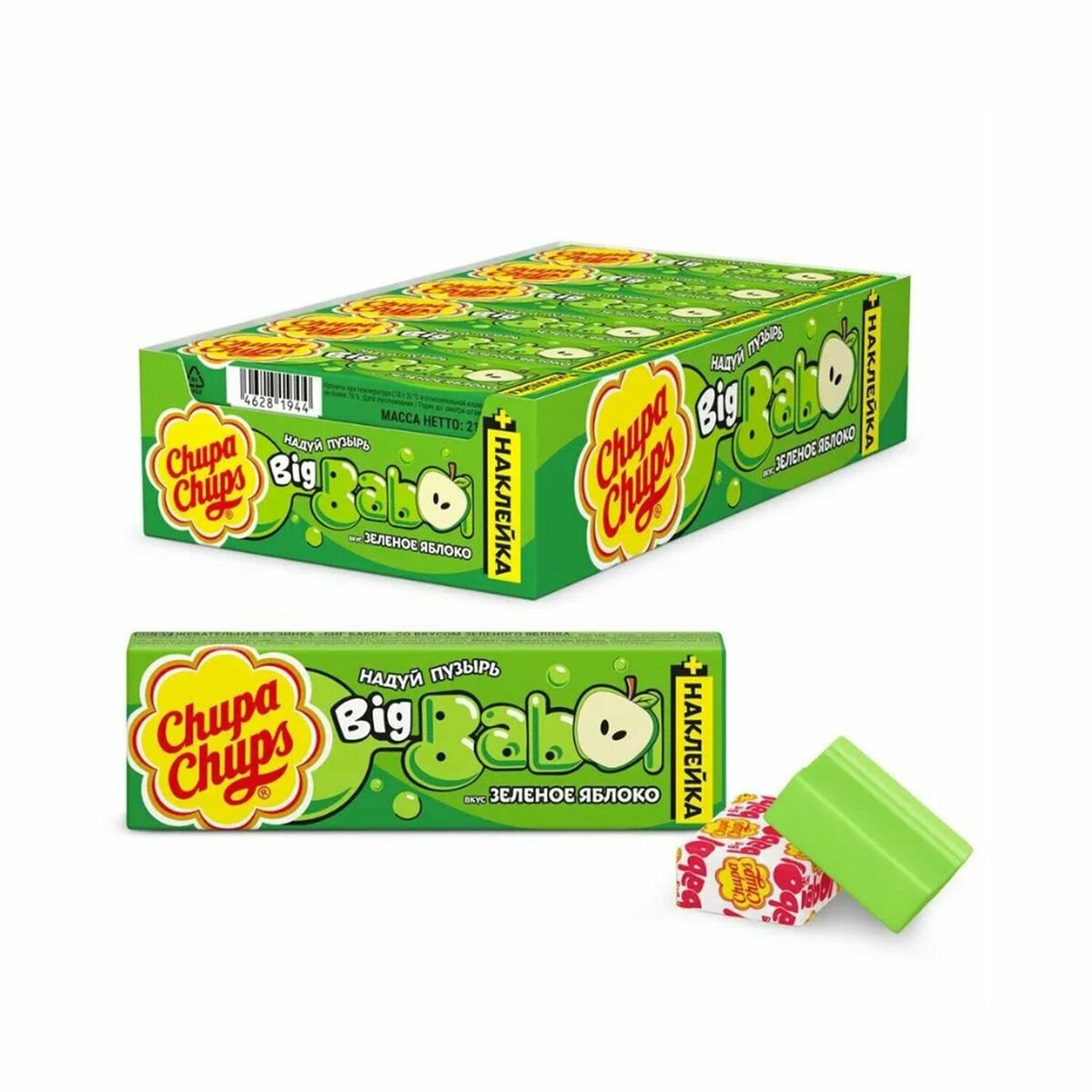 Жевательная резинка CHUPA CHUPS "Биг Бабол Зеленое Яблоко", 20г, 24 уп.