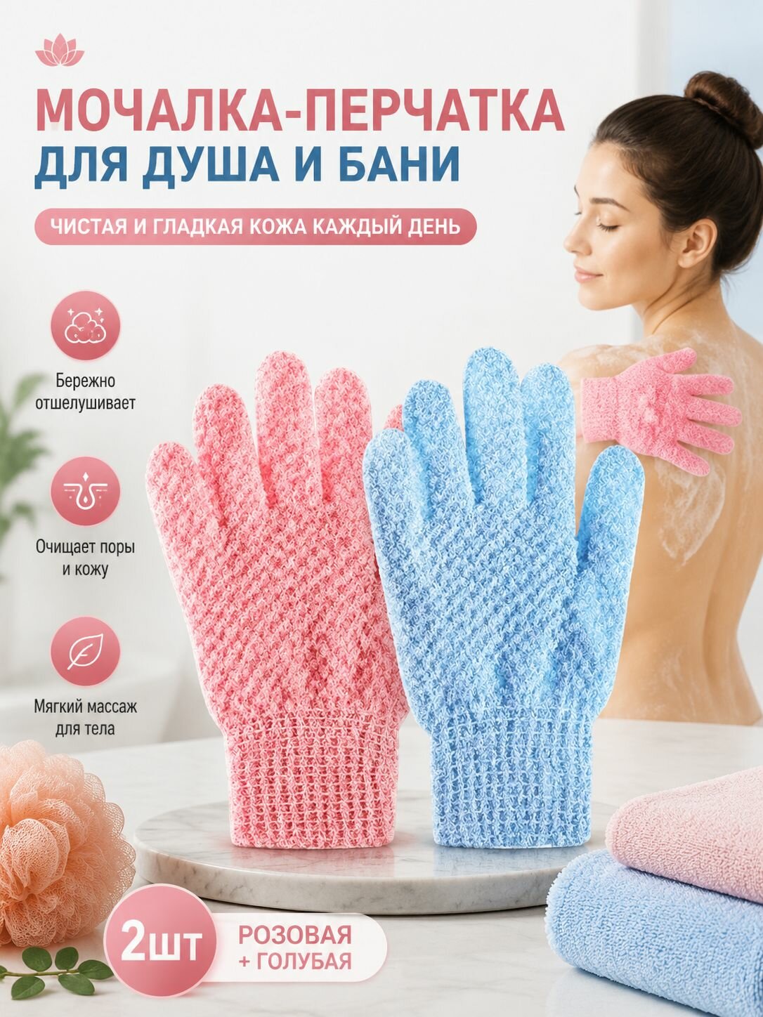 Мочалка перчатка для душа