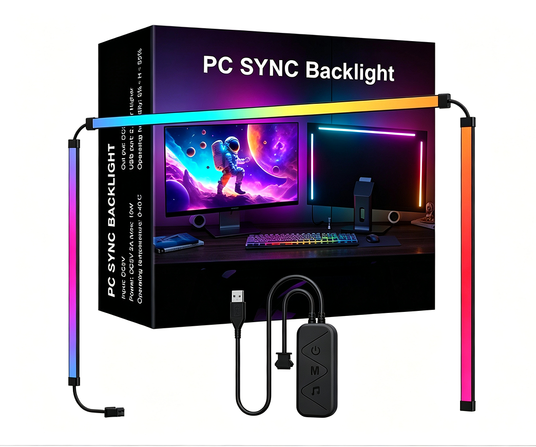 RGB‑подсветка для монитора 27 дюймов, синхронизация со звуком, USB‑лампа для игрового компьютера