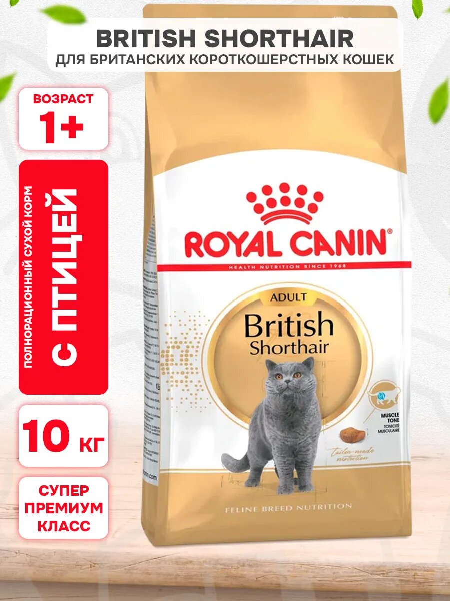 Корм сухой Royal Canin British Shorthair Adult для взрослых британских короткошерстных кошек, 10 кг