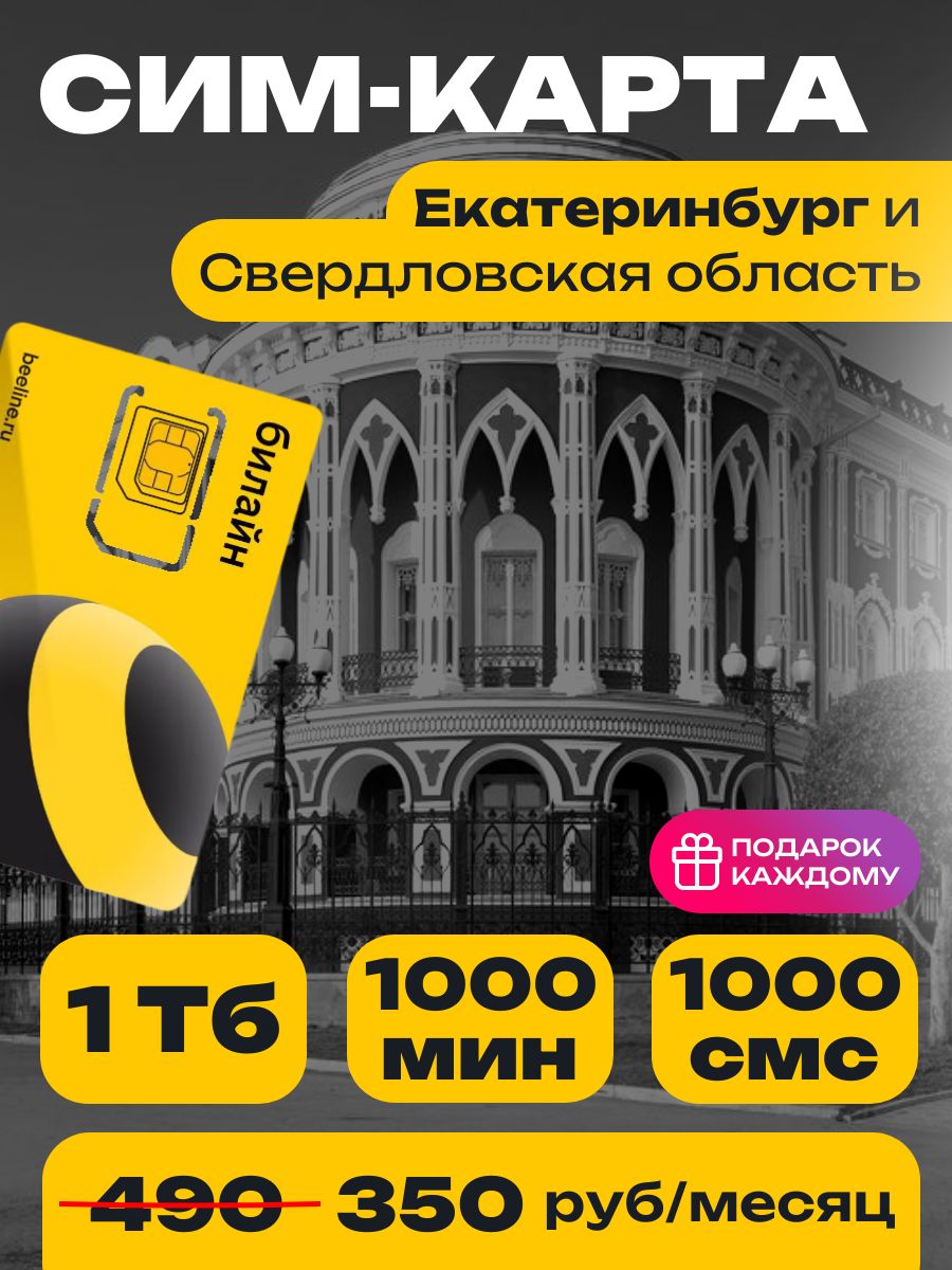 Сим-карта Билайн тариф Эксклюзивный Хит Свердловская область 1000 Гб и 1000 минут за 350 руб.