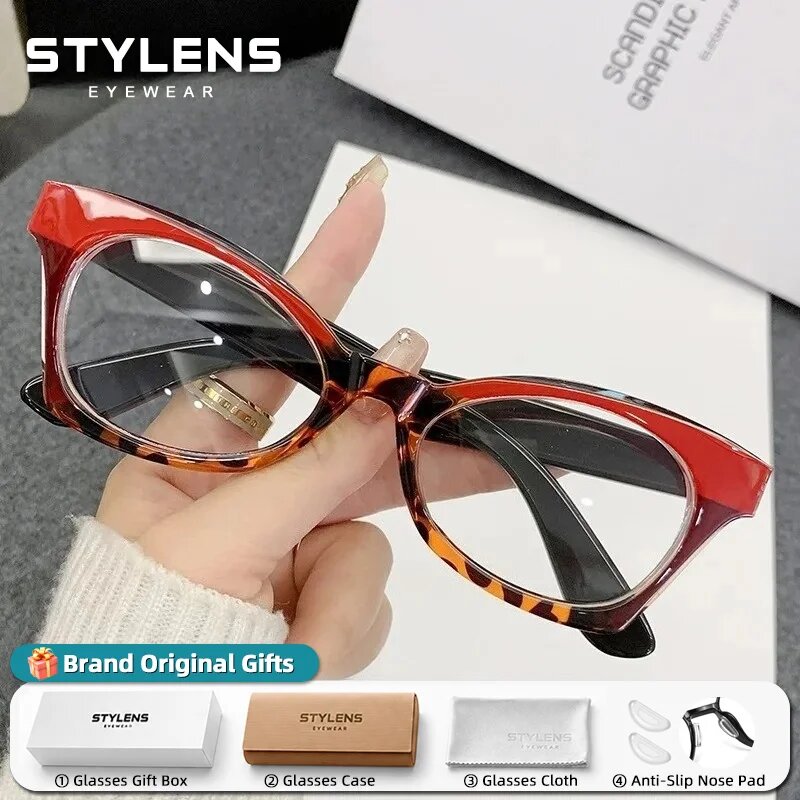Женские очки STYLENS для чтения с защитой от синего света C2-Red Demi, +300