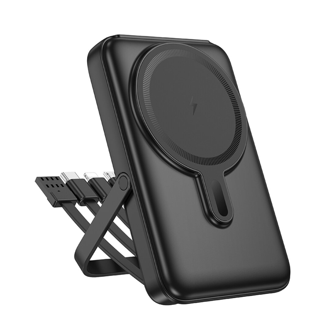 Универсальный Доп. Аккумулятор 10000mAh, J135, HOCO, 1 PD 20W+1 USB, беспроводная зарядка (MagSafe), с подставкой, черный