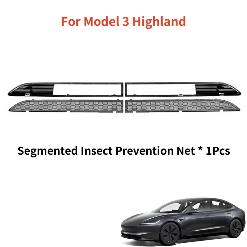 Для Tesla Model 3 Highland 2024-2025 Model Y Juniper 2025 ABS передняя решетка защитная сетка воздухозаборник вентиляционная крышка автомобильный бампер аксессуары