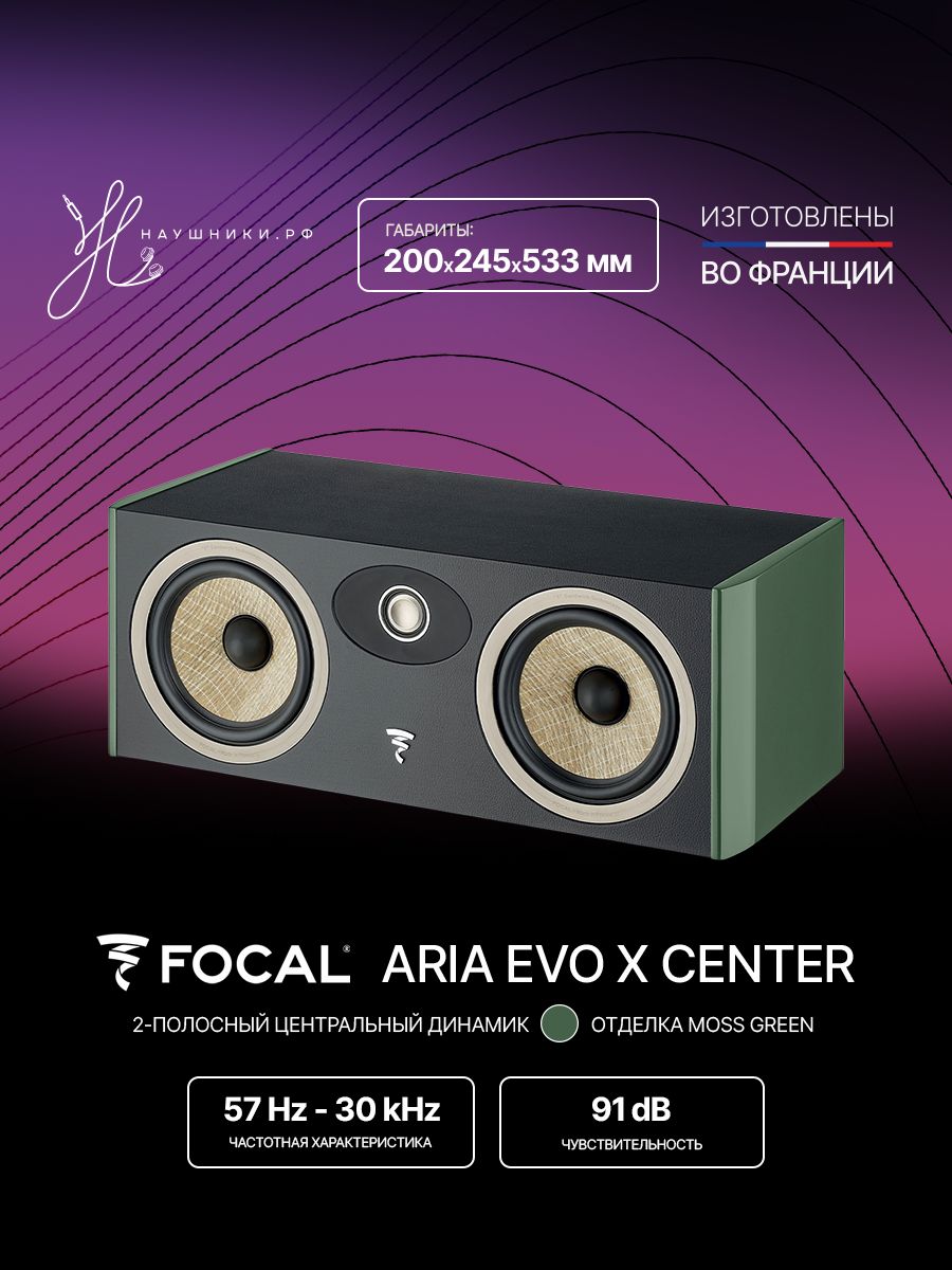 Акустика центрального канала Focal ARIA EVO X CENTER Moss Green High Gloss