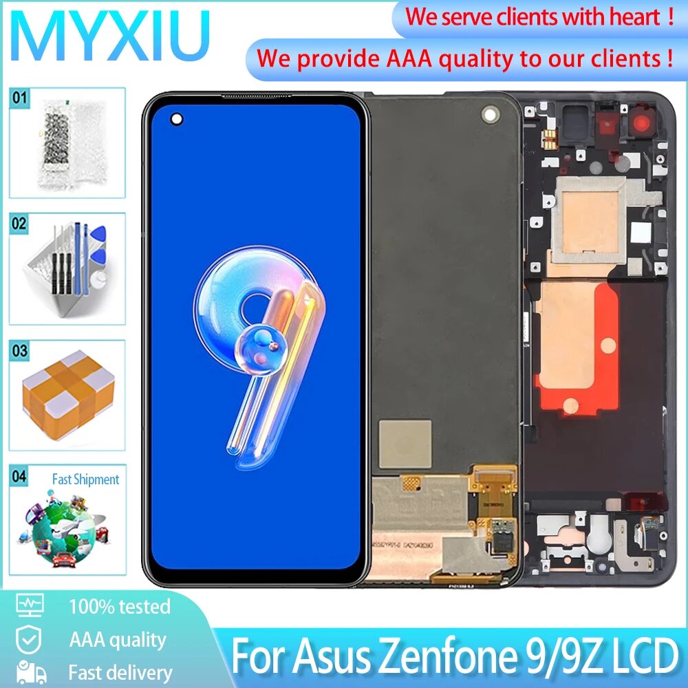 5,9 "оригинальный AMOLED для Asus Zenfone 9 9Z ЖК-экран сенсорная панель ЖК-дисплей с Black No Frame