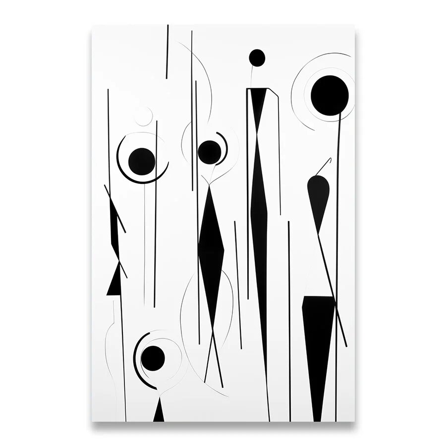 Абстрактная черно-белая картина на холсте DJ40142-08, 50x70cm No Frame