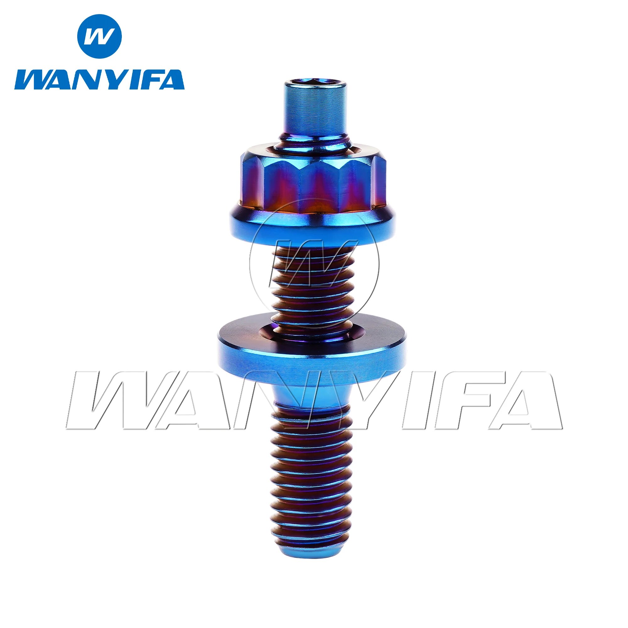Титановые винты Wanyifa M8/M10x45, 54, 55, 65 мм, с гайками и M8 Pitch 1.25mm, Burn Blue, 65mm
