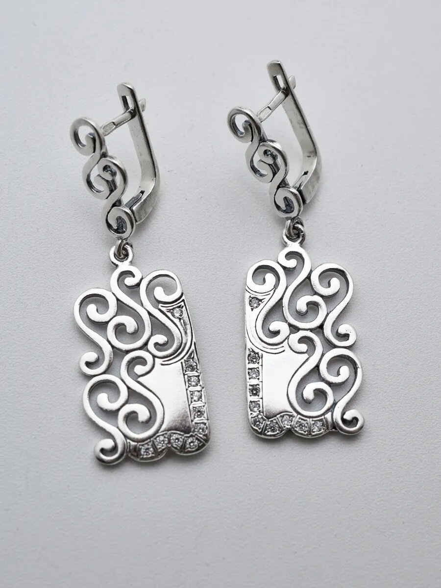 Серьги, серебро, 925 проба, фианит