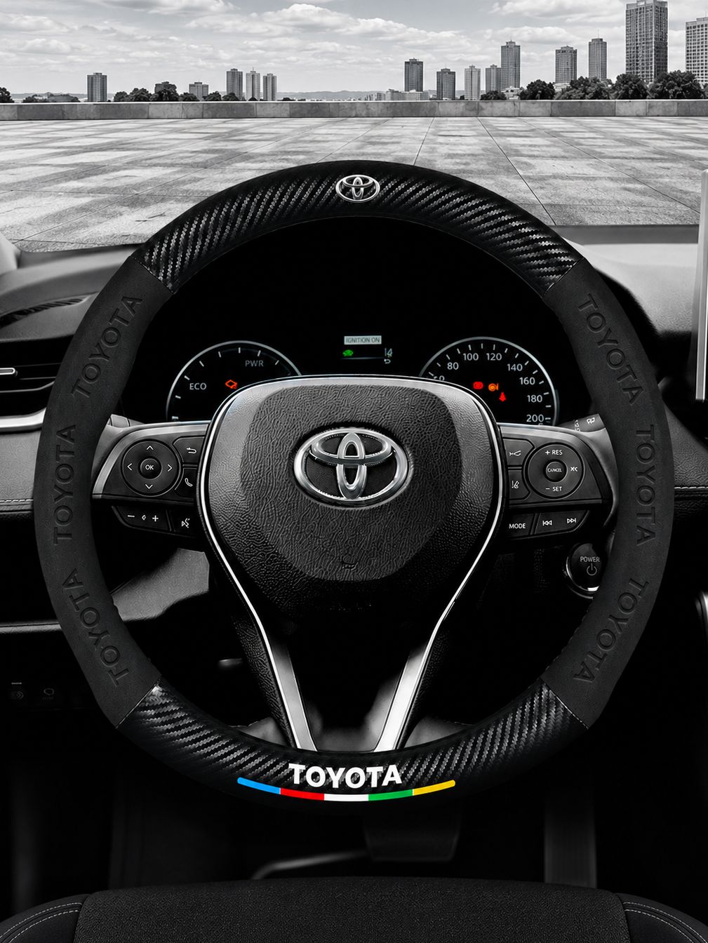 Оплетка на руль чехол из экозамши Toyota Форма круглая Размер M Диаметр 37-39 см