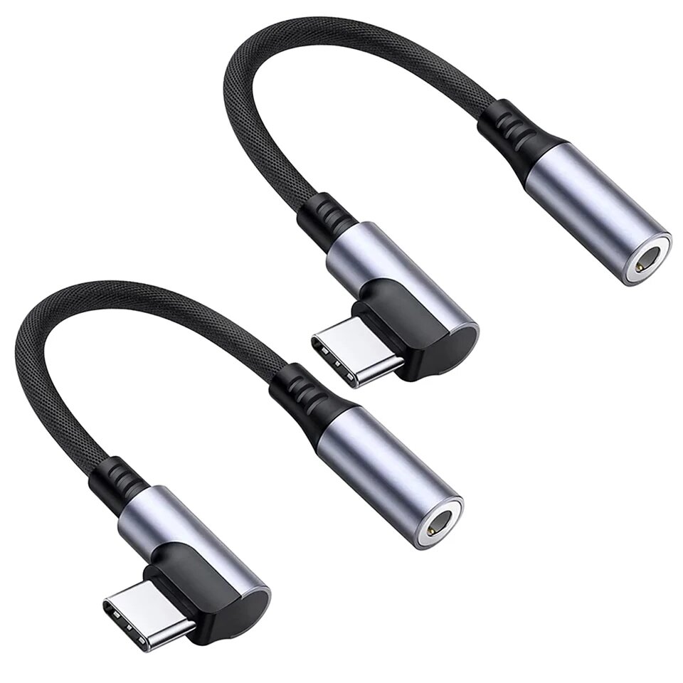Аудиоадаптер USB-C На 3,5 Мм HiFi DAC, Кабель-конвертер Type-C Для Наушников, Для Аксессуаров 2 PCS