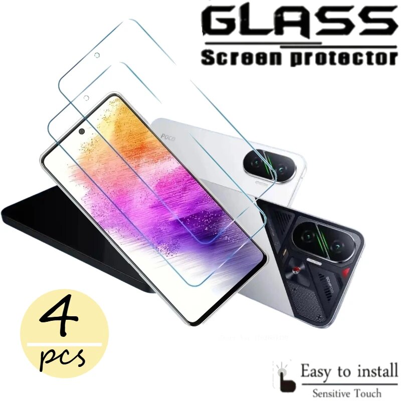 4 шт. закаленное стекло 9H для Xiaomi POCO F3 F4 F5 F6 F7 HD Защитная пленка для экрана Поко F6