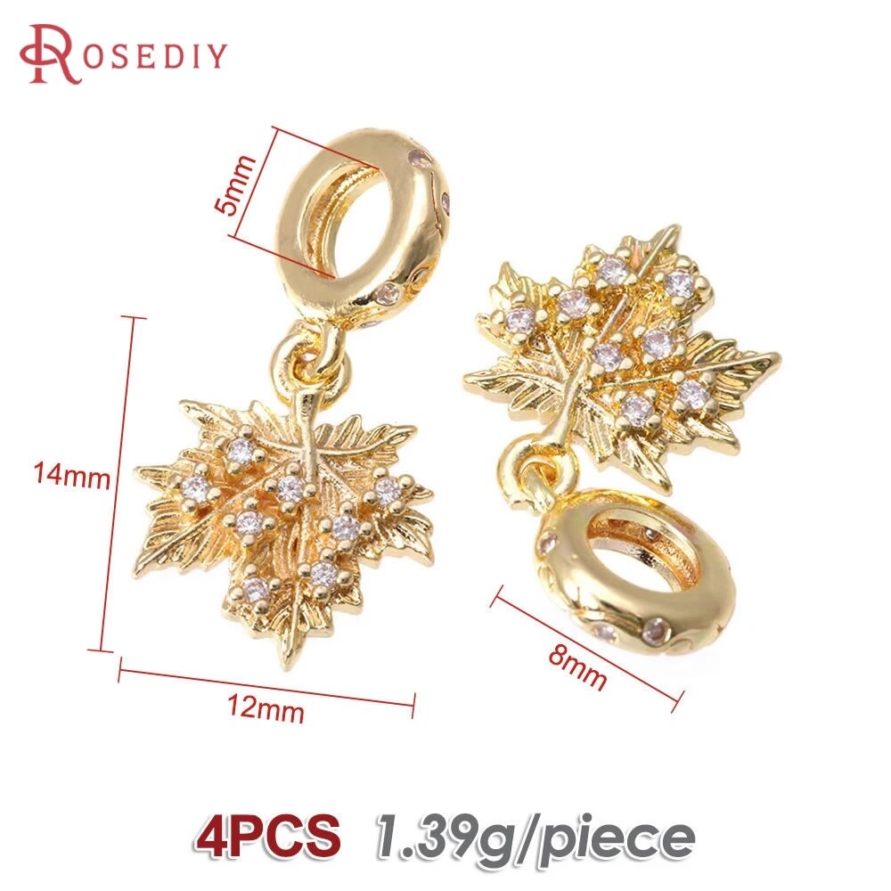Подвески Rosediy в форме кленового листа из латуни 18К золото/серебро 17x17 мм 57226-18K Gold Color