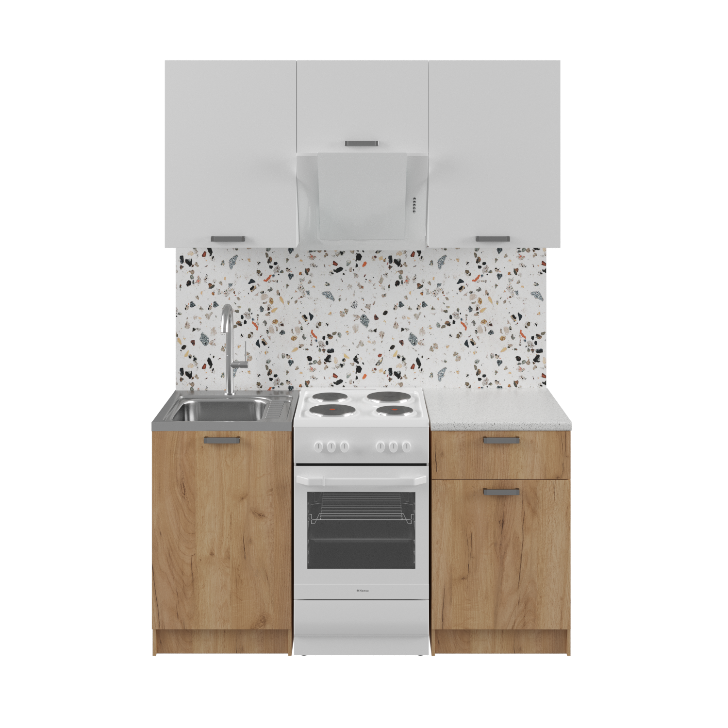 Кухонный гарнитур "Розалия" 1,5 м, Белый/Дуб крафт