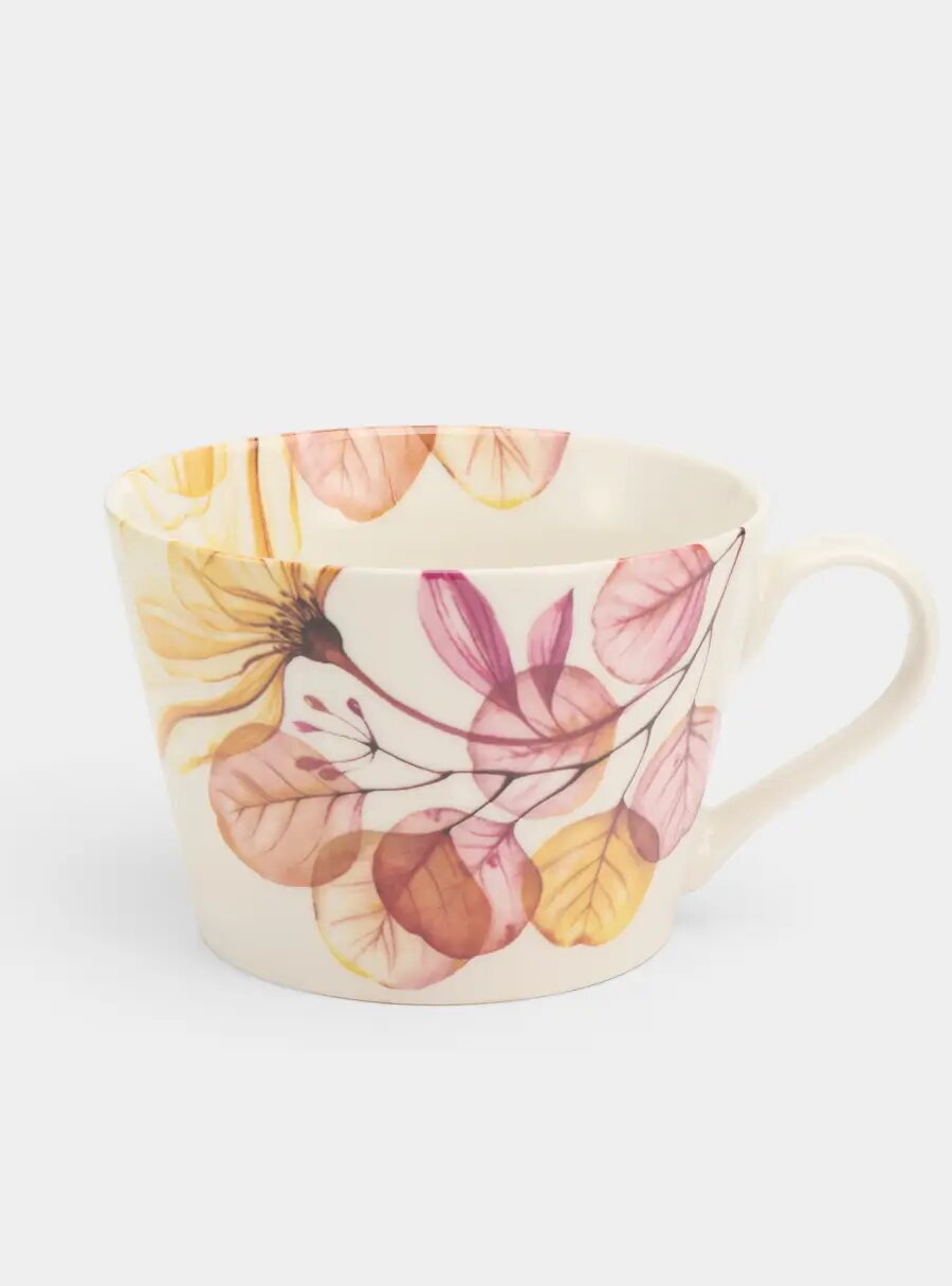 Кружка, 480 мл, фарфор N, белая, Азалия бежевая, Magic flowers