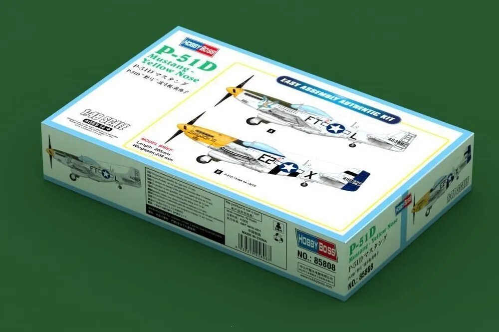 Сборная модель самолета HOBBY BOSS P-51D Mustang - Yellow Nose 1:48, для сборки