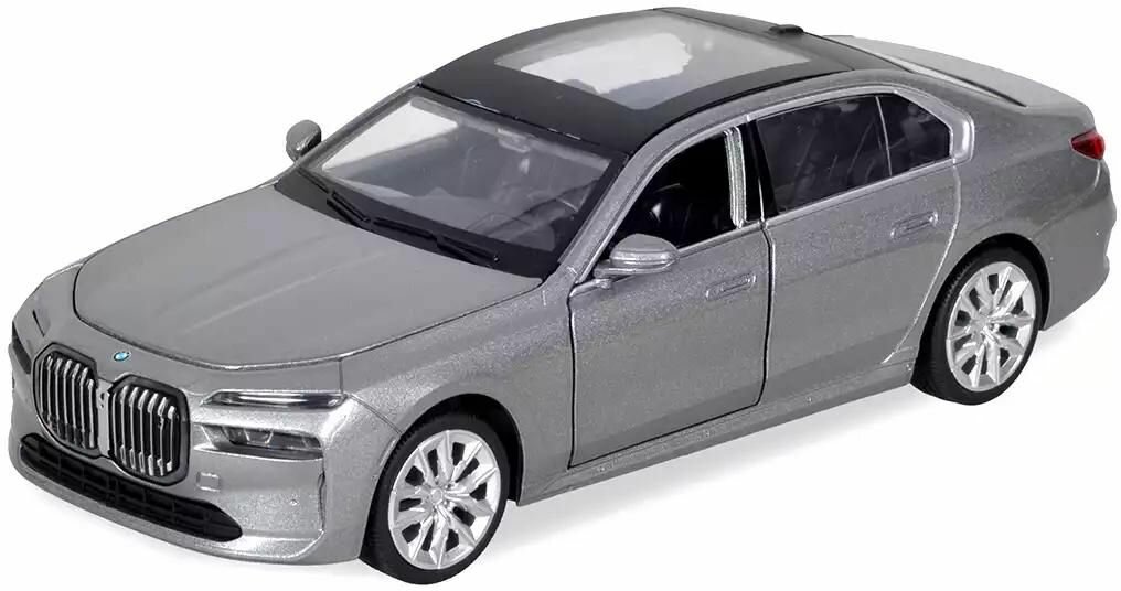 Модель машинки MSZ / Metal Speed Zone BMW i7, 22.5 см, масштаб 1:24, световые, звуковые эффекты, серая