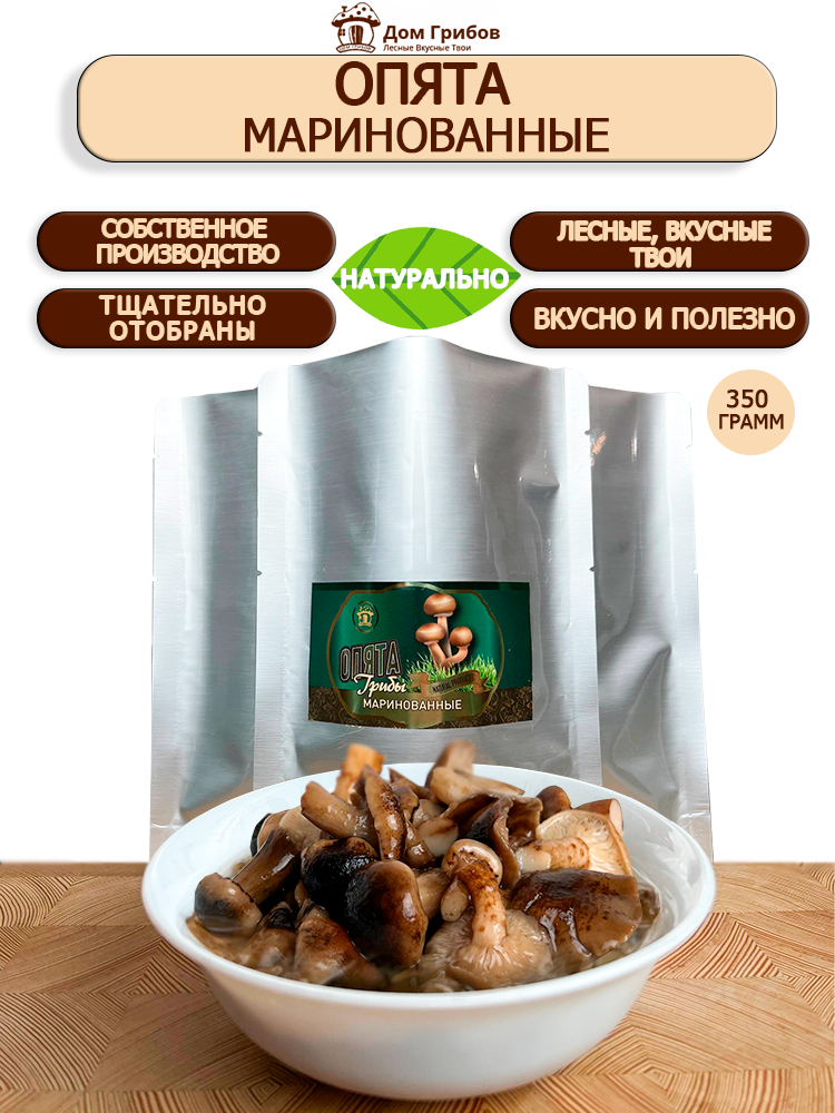 Реторт пакет Опята Маринованные лесные ,4 х 350 г , Дом Грибов