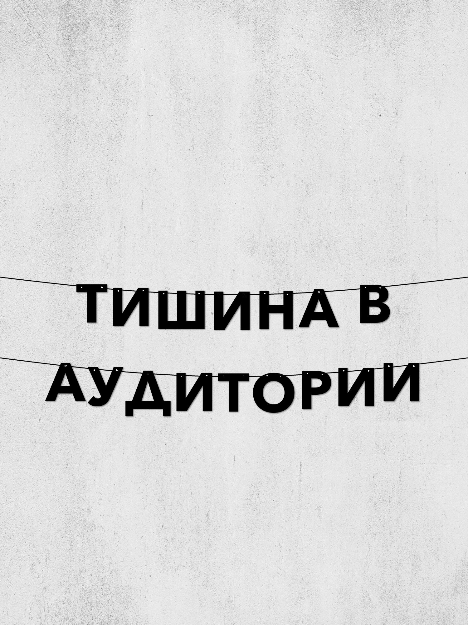 Гирлянда из букв Тишина в аудитории - Долговечная растяжка для школы и университета, 10 см