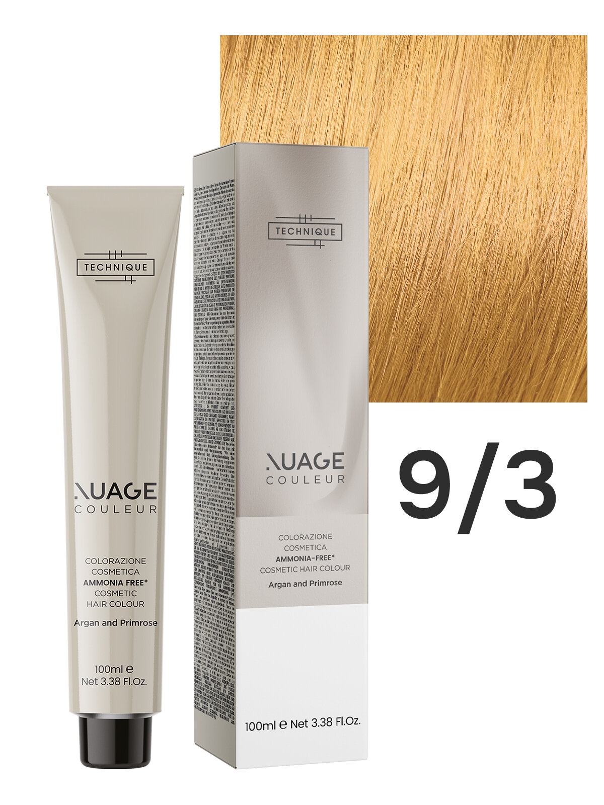 Безаммиачная крем-краска для волос Technique Nuage Ammonia Free Hair Color Cream 9.3 Блонд Золотистый, 100 мл