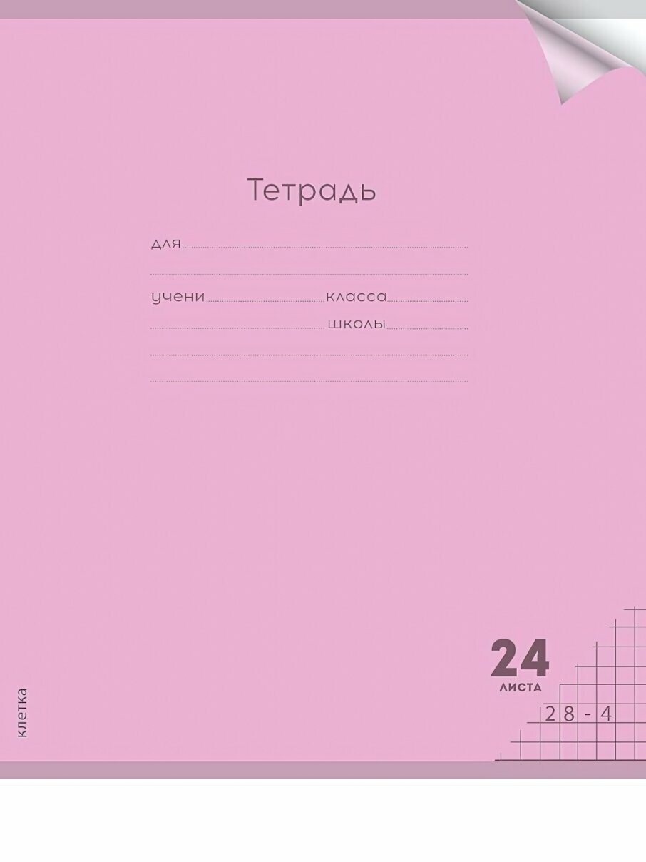 Тетрадь А5 24 листа в клетку "Пастель" Magenta, износостойкая пластиковая обложка для школы и офиса