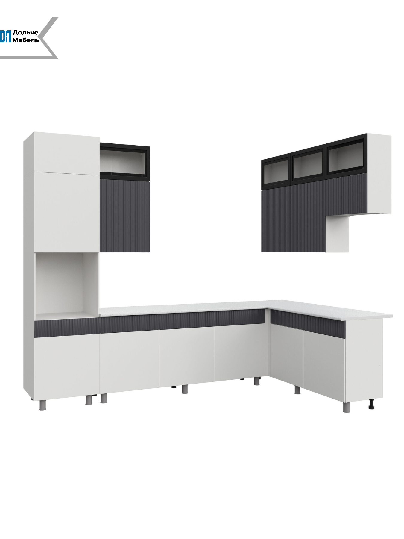 Кухонный гарнитур София 3м, Белый, Бланж, Графит матовый, Антарес