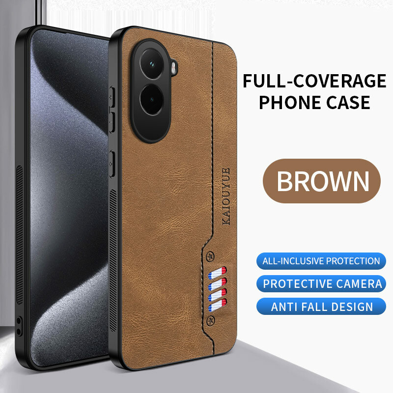 Чехол для Poco M7 4G / Поко М7 4G, soft touch, чехол-кардиомонитор, искусственная кожа, поликарбонат (PC), защита камеры, ударопрочный, усиленные углы, Poco, Poco M7 4G, brown