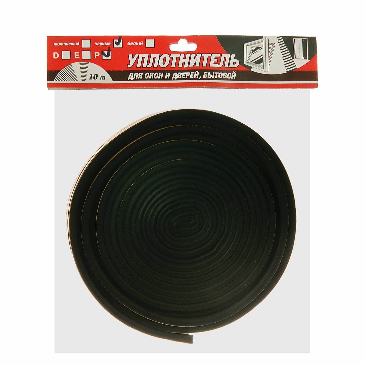 Уплотнитель Tytan Самоклеящийся резиновый профиль P10, длина 10 м, черный цвет