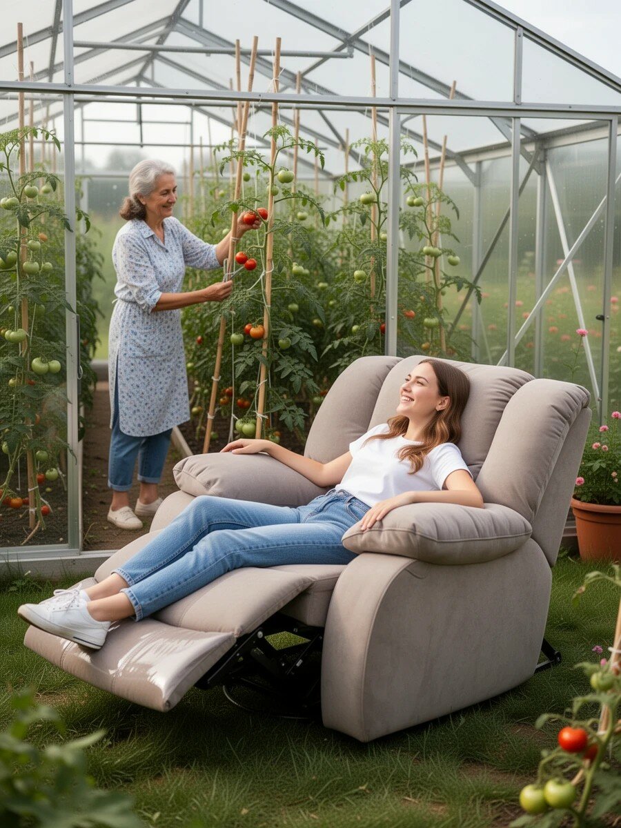 Кресло реклайнер механический с качением и вращением Милан бежевый дом дача офис домашний кинотеатр для геймеров