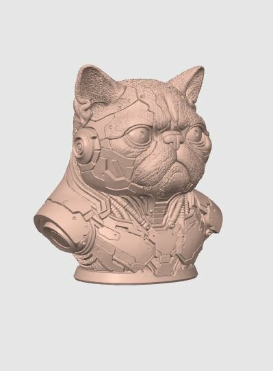 Эксклюзив! Бюст Экзотической Короткошерстной Кошки-Киберпанка (10см, бежевый матовый) - Милый друг, подарок, талисман