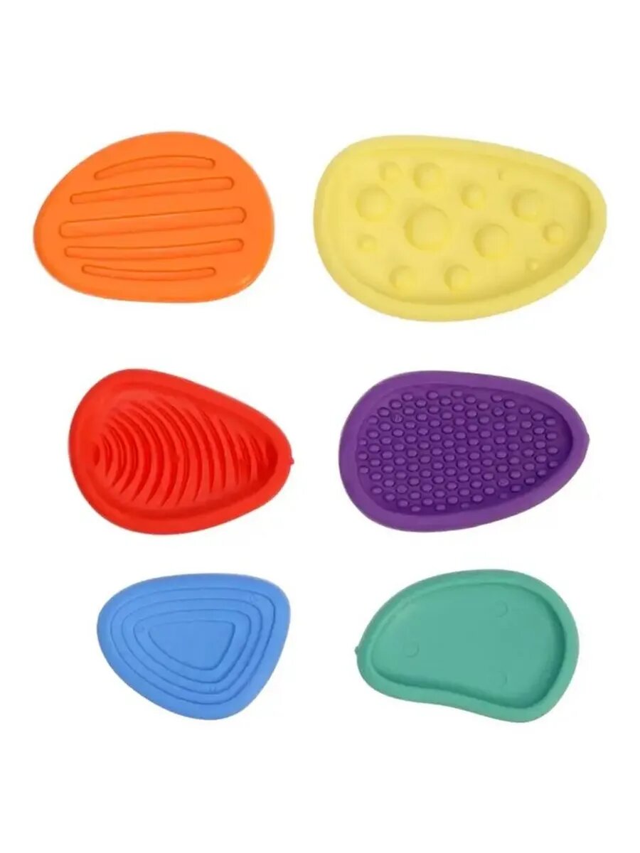 Тактильные камушки для сенсорных игр, 6 шт