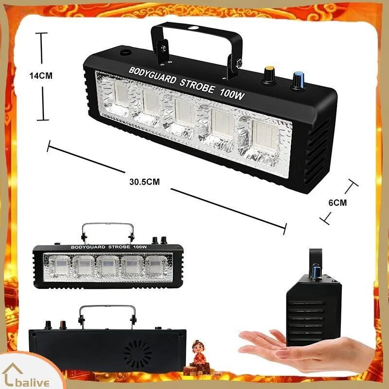 Стробоскоп BODYGUARD STROBE 100W для дискотеки, белый цвет, светодиодный стробоскоп — фото 1