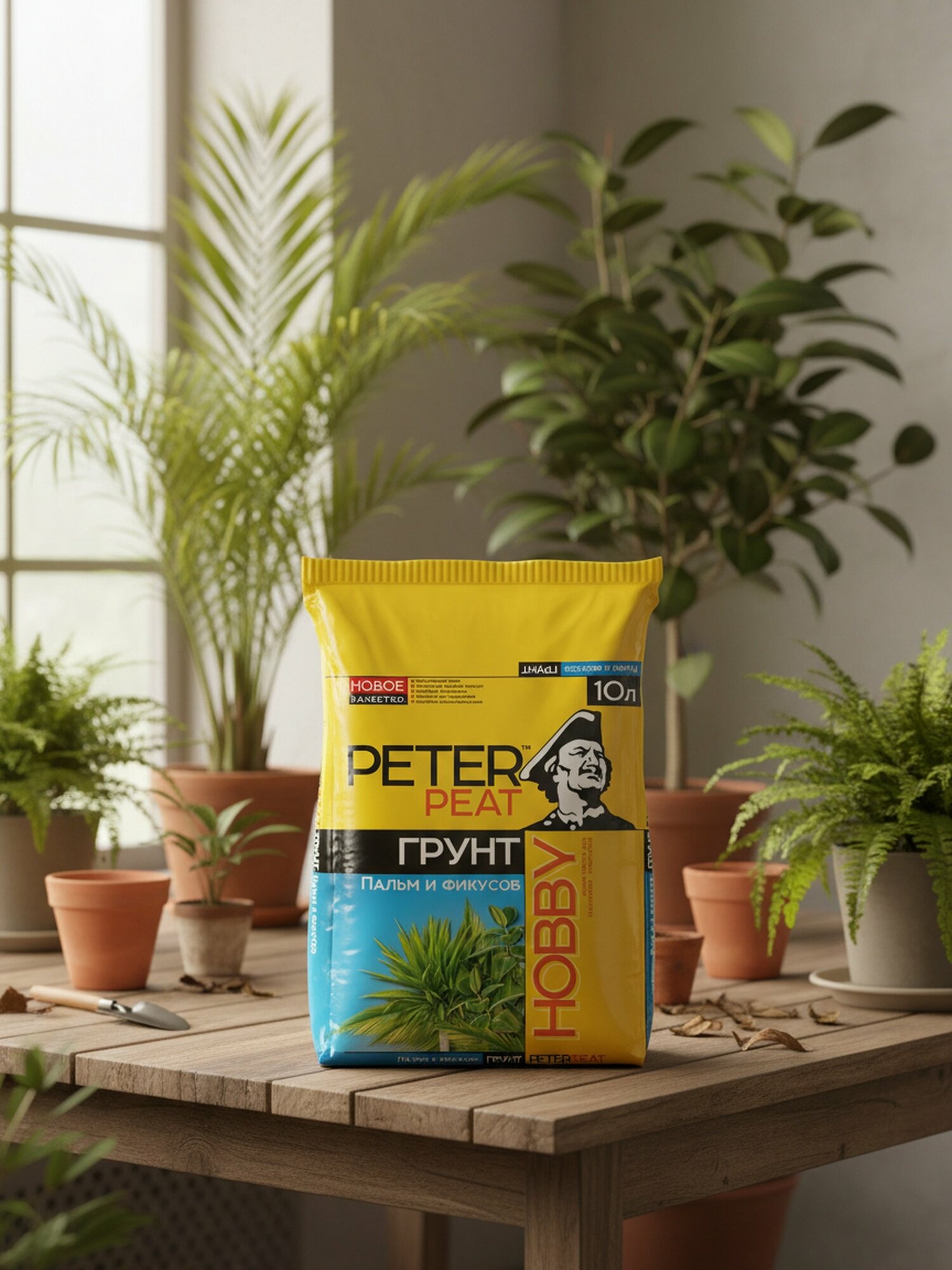 Грунт для пальм и фикусов Peter Peat Hobby 10 л, питательный, универсальный