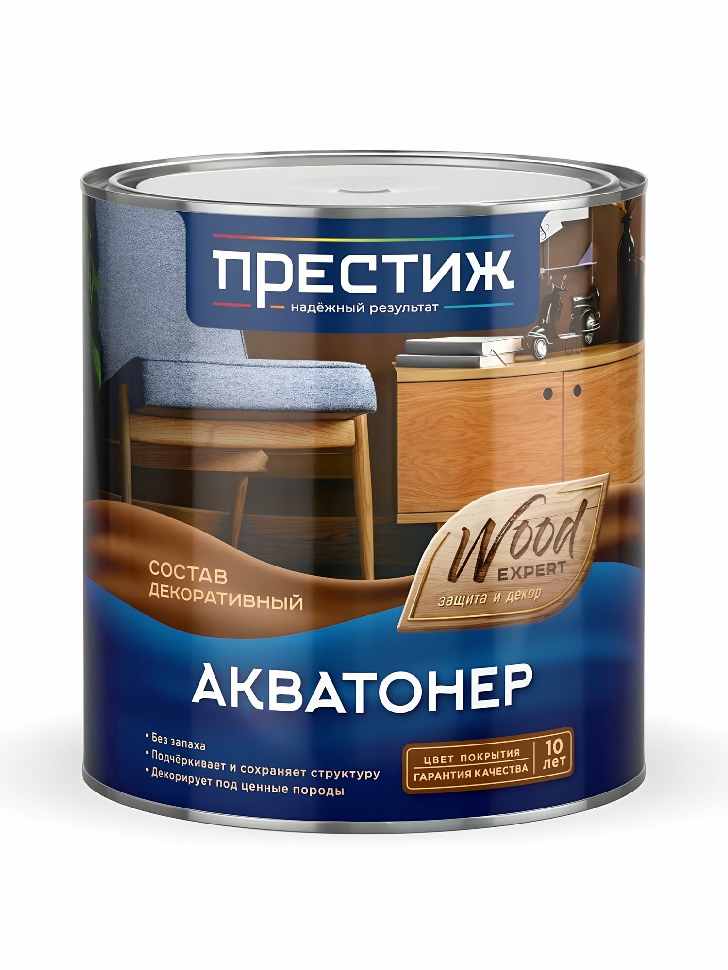 Пропитка Престиж, Акватонер, для внутренних работ, красное дерево, 2.5 л