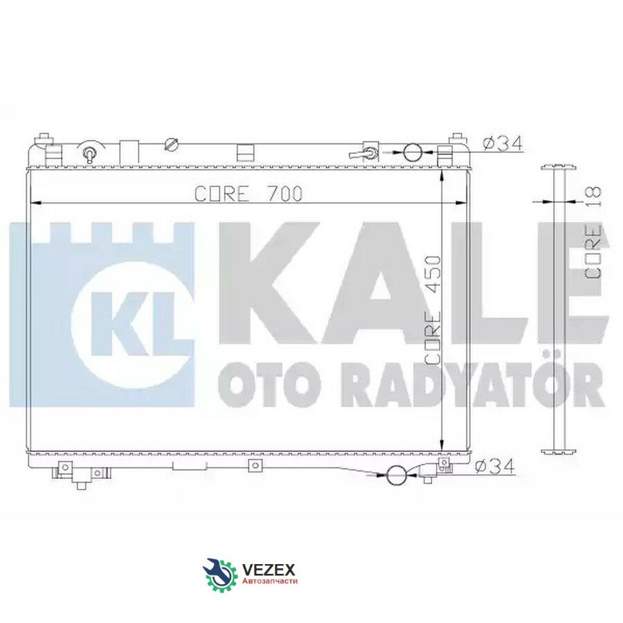 KALE 365500 Радиатор охлаждения для а/м Suzuki Grand Vitara (05-) 2.0i/2.4i AT паяный