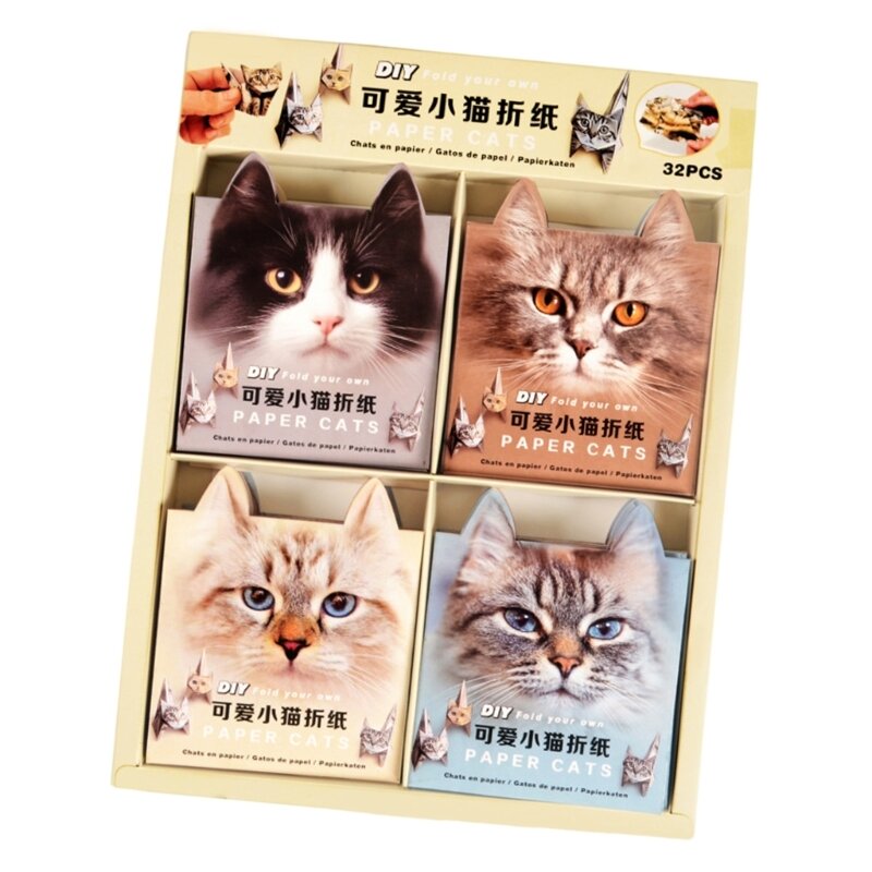 Упаковка из 32 Милых Бумажных Котов Набор Для Складывания Бумаги Для Творчества Детей И Веселый Обучающий Проект