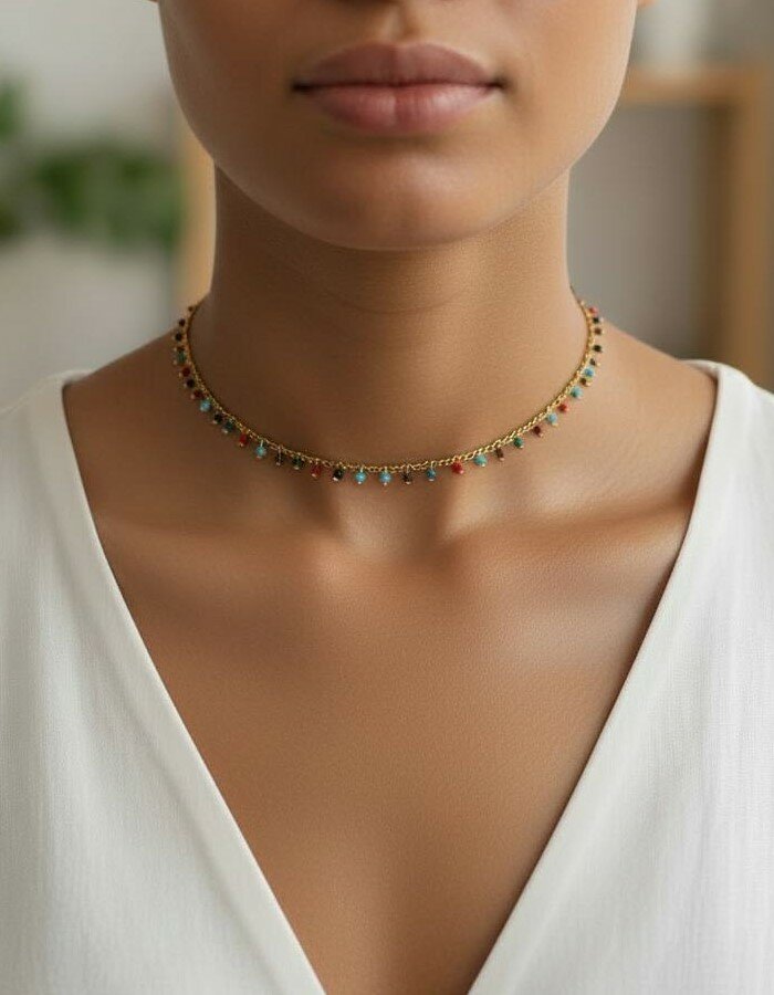 Колье, пластик, бисер